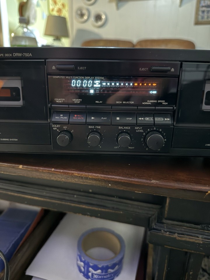 Vintage 1990 DENON DRW-750A Dubbing Stereo Double Cassette Tape Deck ...