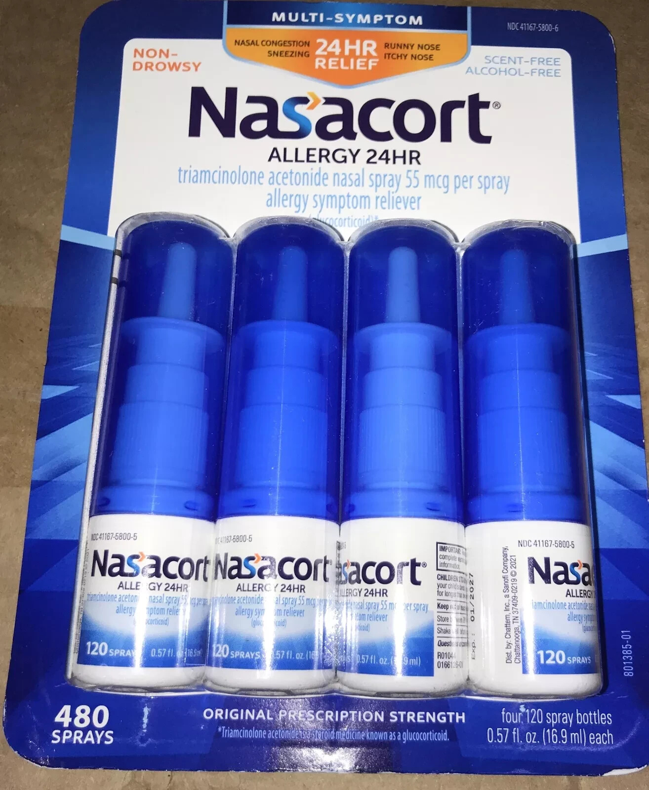 Nasacort Allergy 24HR Non-Drowsy Nasal Spray - 4 pack 120 Spray Bottles ...