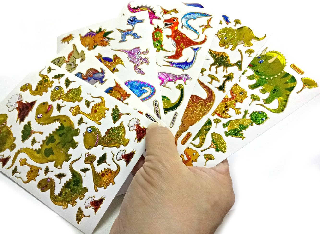 DINO003-6 Different Dino Sheets Dinosaur Glitter Gold Metallic Foil ...