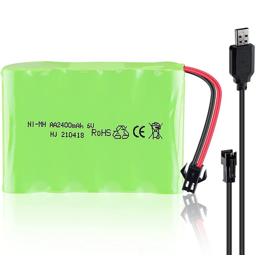 6V 2400mAh Ni-MH AA Rechargeable Battery with SM-2P plug for Rc toys ...