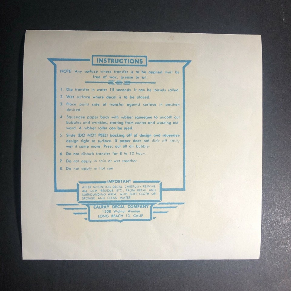 Scarce c1981 Die Cut California Racing Association CRA -- Die Cut ...