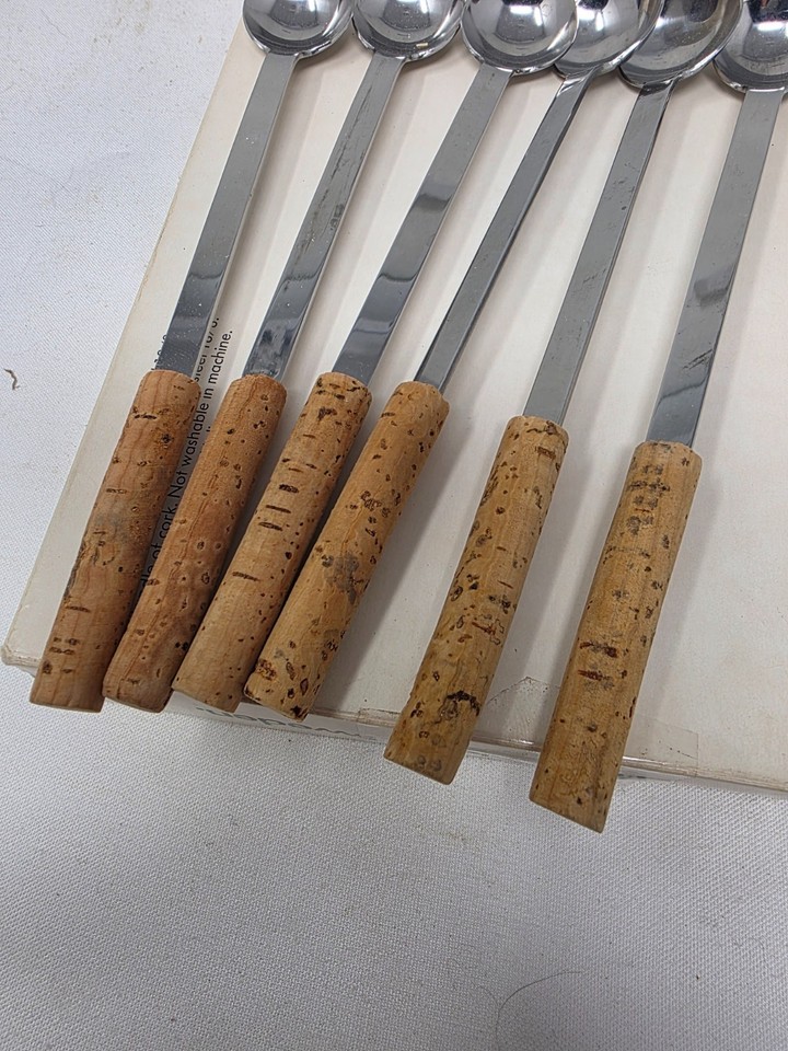 6 Boda Nova Sweden Irish Coffee Oval Cork Spoons Stainless & Original ...