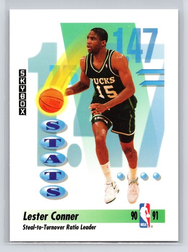 1991 Skybox Lester Conner #299 Stats Milwaukee Bucks | eBay