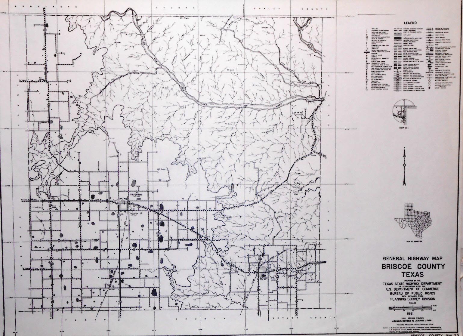 Old Original Briscoe County Texas Highway Dept Map 1961 Silverton ...