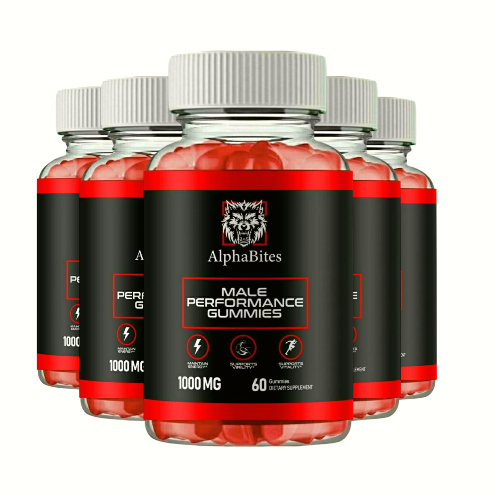 5-Pack AlphaBites Male Gummies - Alpha Bites Natural Support For Men ...