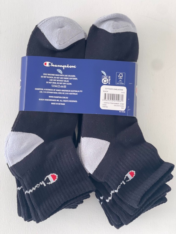 Champion Men's Quarter Crew Cushioned Socks 8 Pack - Black or White | eBay