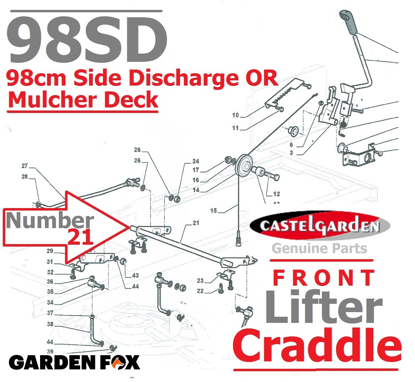 Genuine CASTELGARDEN XD170HD 98cm - Front Lifter BRACKET KIT ...