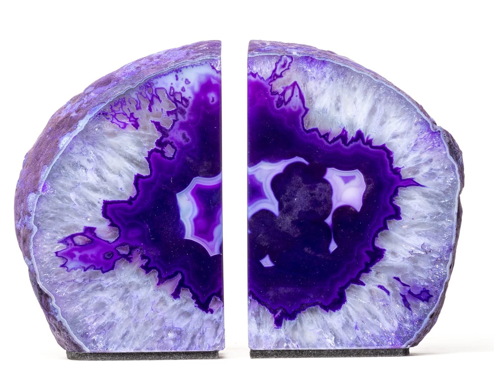 Agate Geode Bookends - Polished Crystal Stone Decorative Bookends for ...