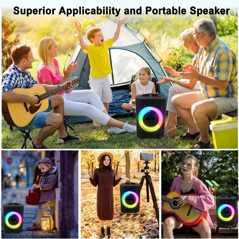 2400W Portable Bluetooth Speaker Powerful Sound Deep Bass 8'' Loud ...