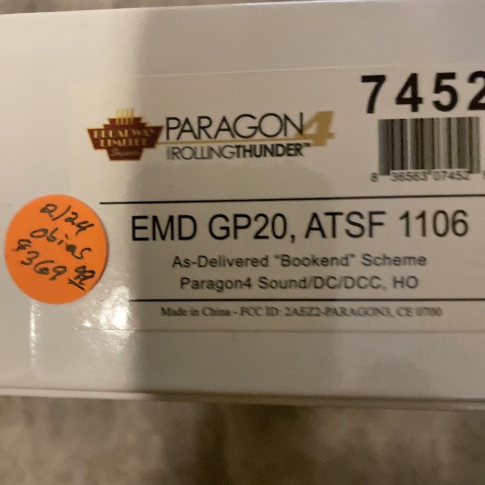 New! HO BWL 7452 Paragon4 EMD GP20, ATSF 1106 DC/DCC/Sound | eBay