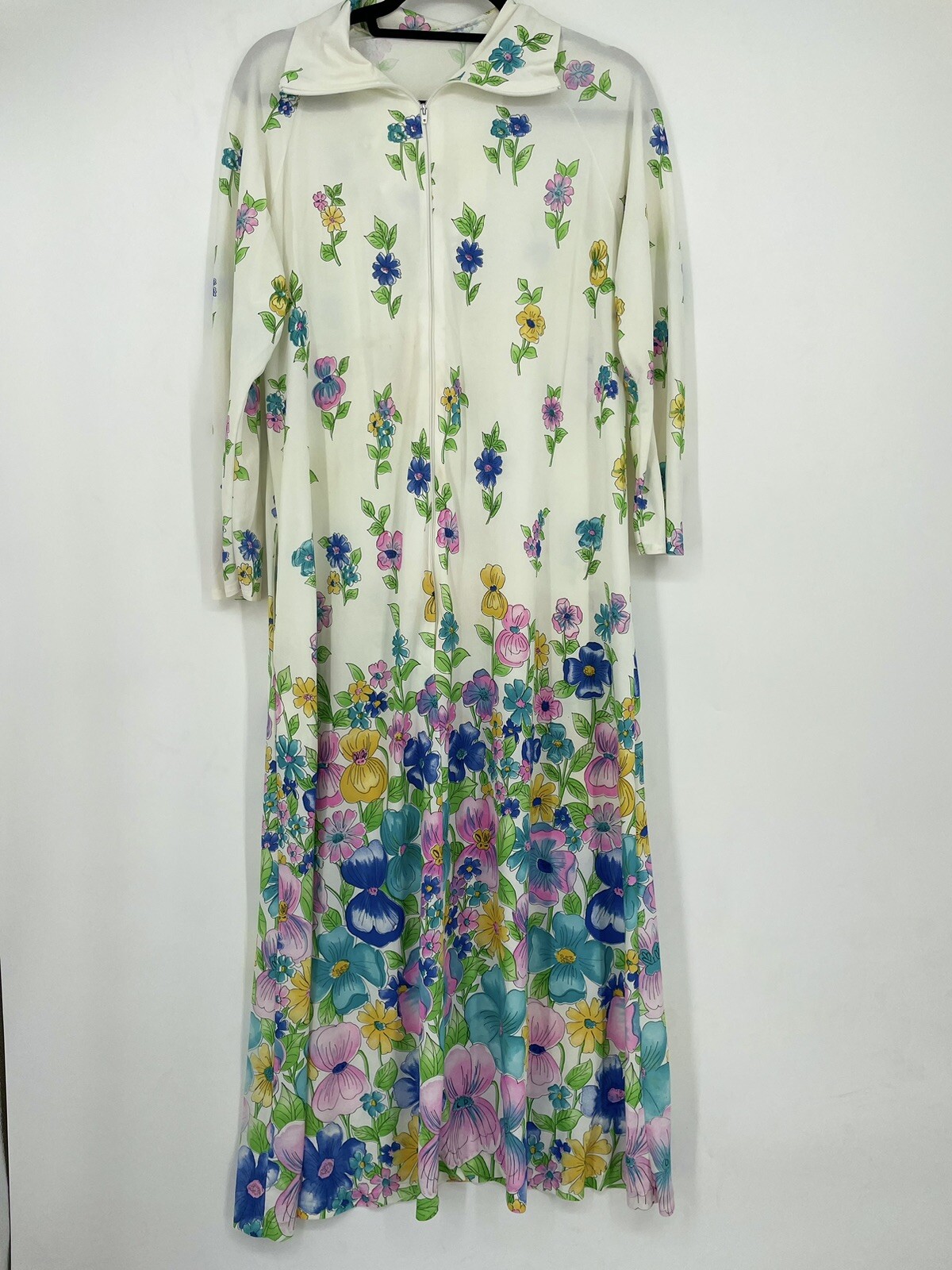 Vintage 70s Maxi Nightgown Long Sleeve Shirt Dress Medium Floral Mod ...