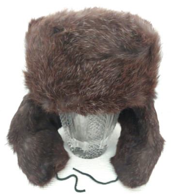 Russian Fur Hat Rabbit? Ushanka Trapper Ear Flaps Winter Cap Brown/Gray ...