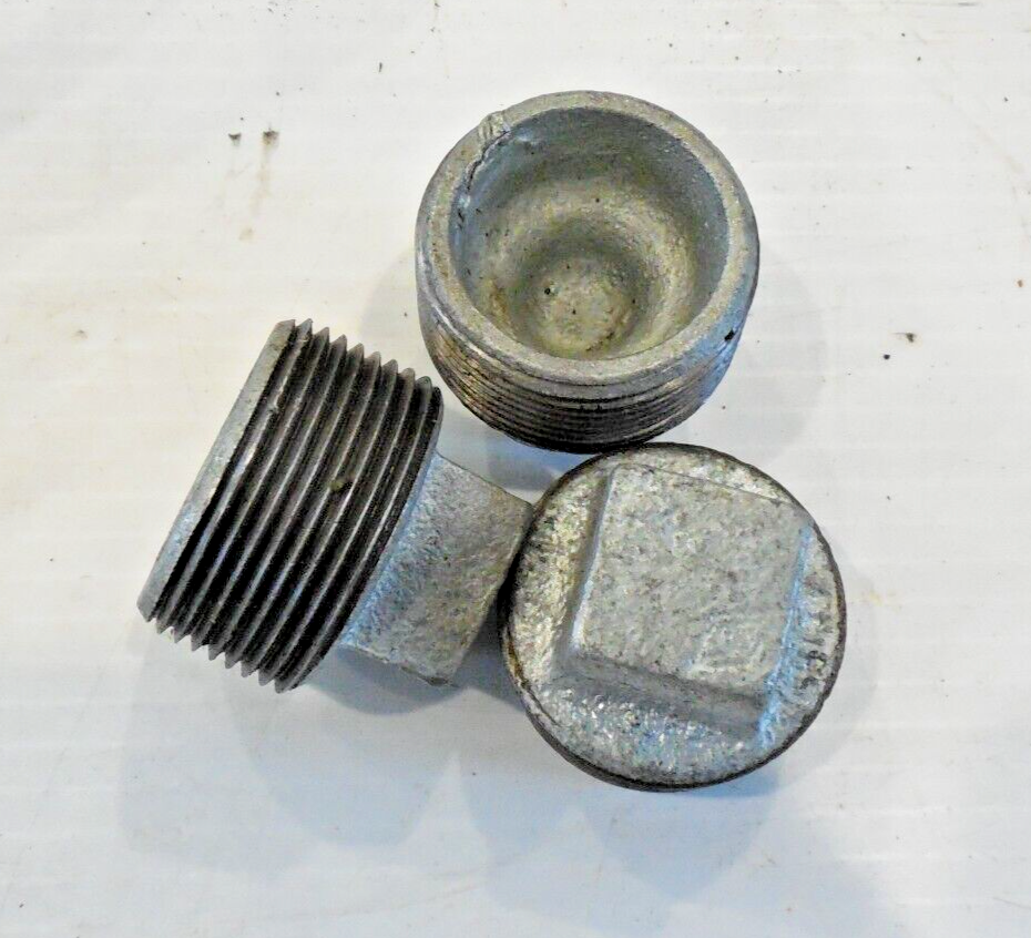 Lot of 3 Galvanized Malleable Iron Cored Plug 1-1/4" MPT 150# IGCPH | eBay