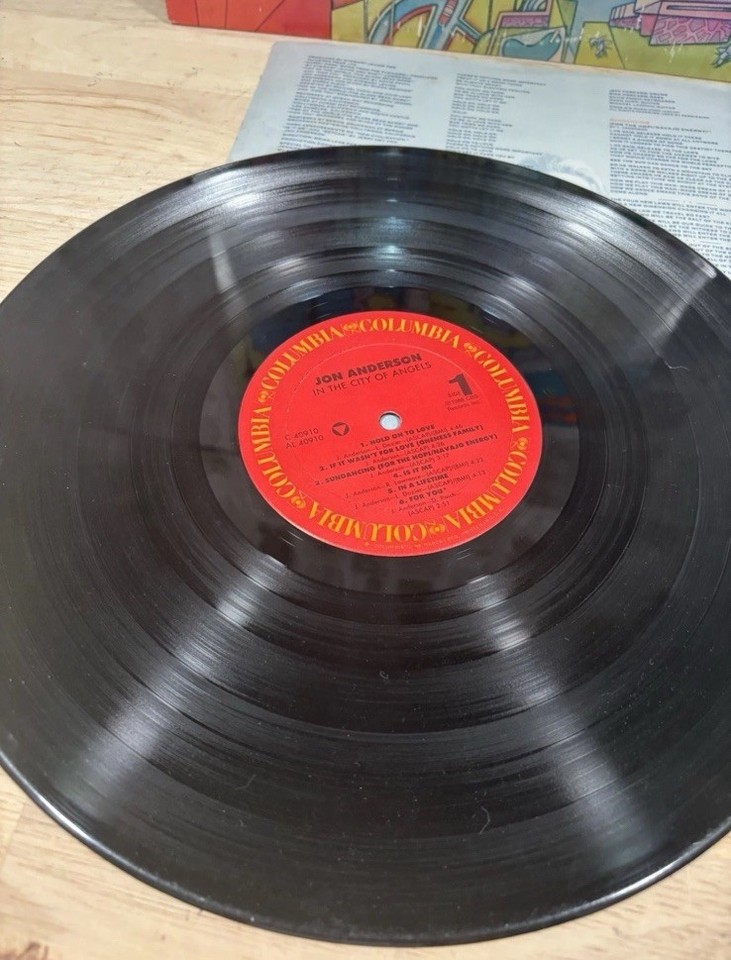 ⭐️Jon Anderson LP-In The City Of Angels-1988-Columbia-Lyric⭐️Inner ...