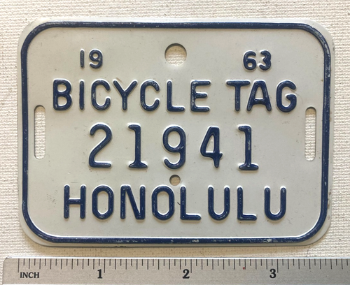 1963 Honolulu (Hawaii) Bicycle License Plate #21941 | eBay