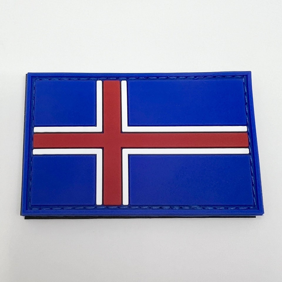 Iceland Flag 3.25x2” Rectangle Rubber Tactical Patch Stitched Icelandic IS ISL | eBay