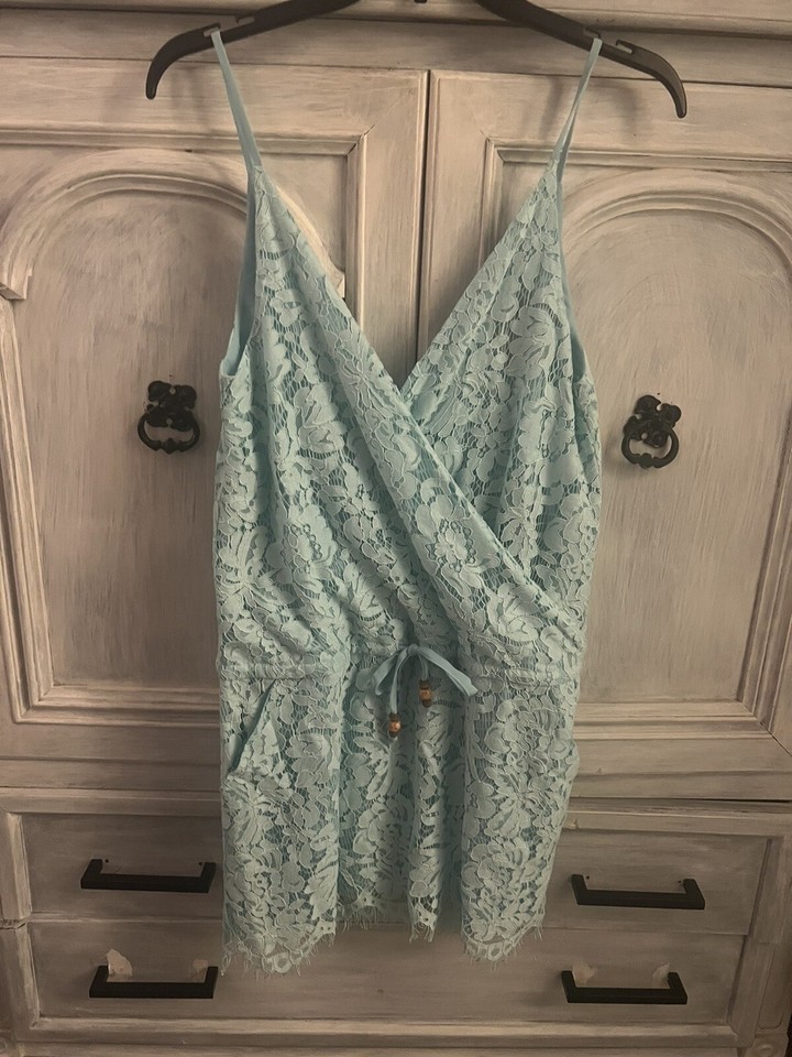 Chaser Surplice Drawstring Lace Mini Light Blue NWT S | eBay