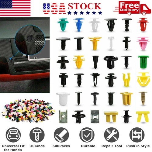 500PCS Car Retainer Clips Auto Fastener Car Body Push Trim Pin Rivet ...
