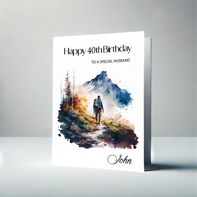 Personalised Walking Happy Birthday Card for Son, Hiking, Walkers ...