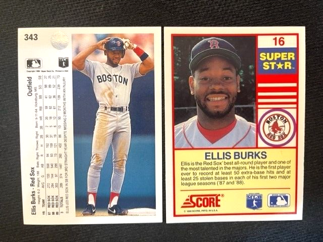 MLB - Ellis Burks 1990 Upper Deck & 1990 Score Super Star - Red Sox | eBay
