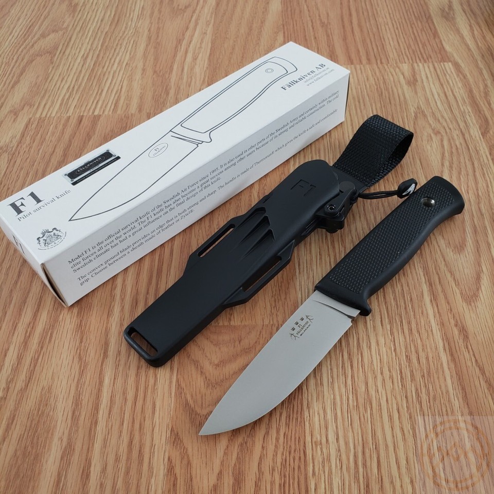 Fallkniven F1 Fixed Knife 4" Satin Elmax Steel Blade Black Thermorun ...