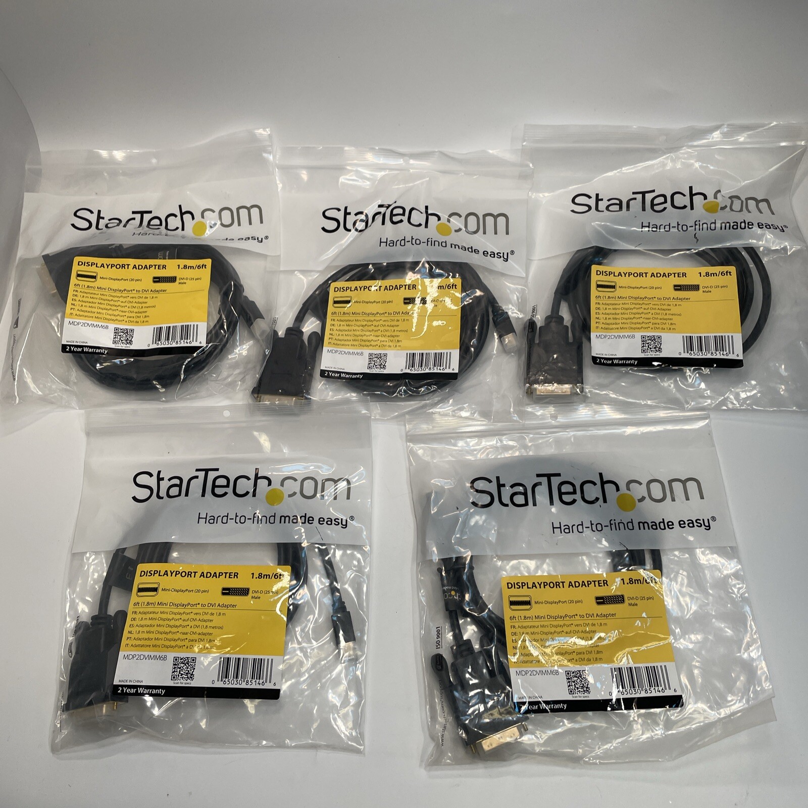 Lot of 5 Startech Display Port Adapter MDP2DVIMM6B - NIP | eBay