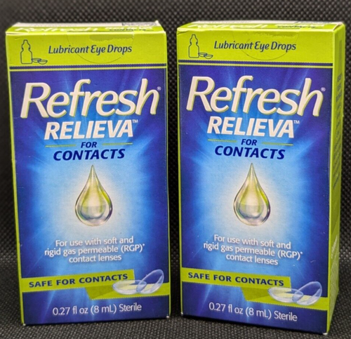 2 Boxes - Refresh Relieva For Contacts Lubricant Eye Drops- 8 ml -Exp ...