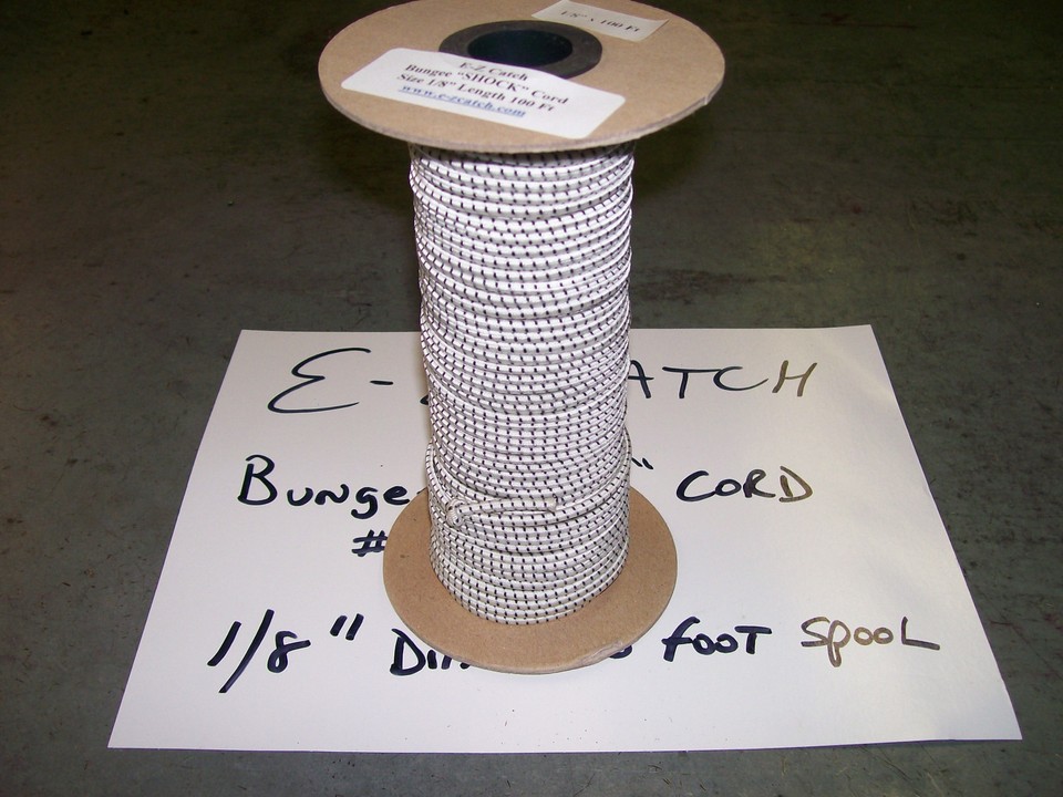 E-Z Catch Bungee shock cord 1/8" x 100' Spool, White w/ Black Tracer ...