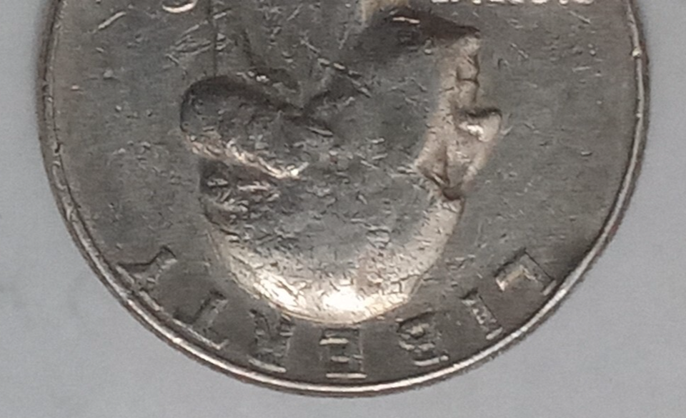1983 P Washington Quarter with Filled In Mint Mark, circulated and ...