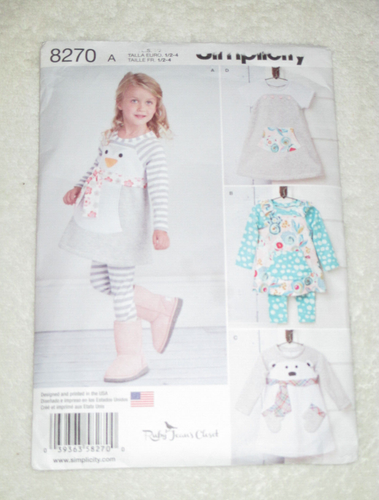 Simplicity 8270 Size 1/2-4 Years Dress Tunic Leggings Ruby Jeans Closet ...