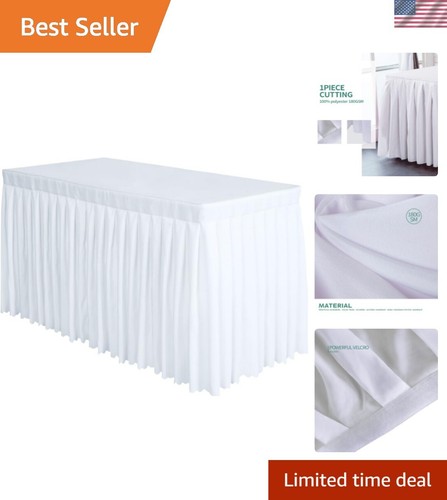10 Pack Elegant 14ft White Polyester Table Skirt - Perfect for Weddings ...