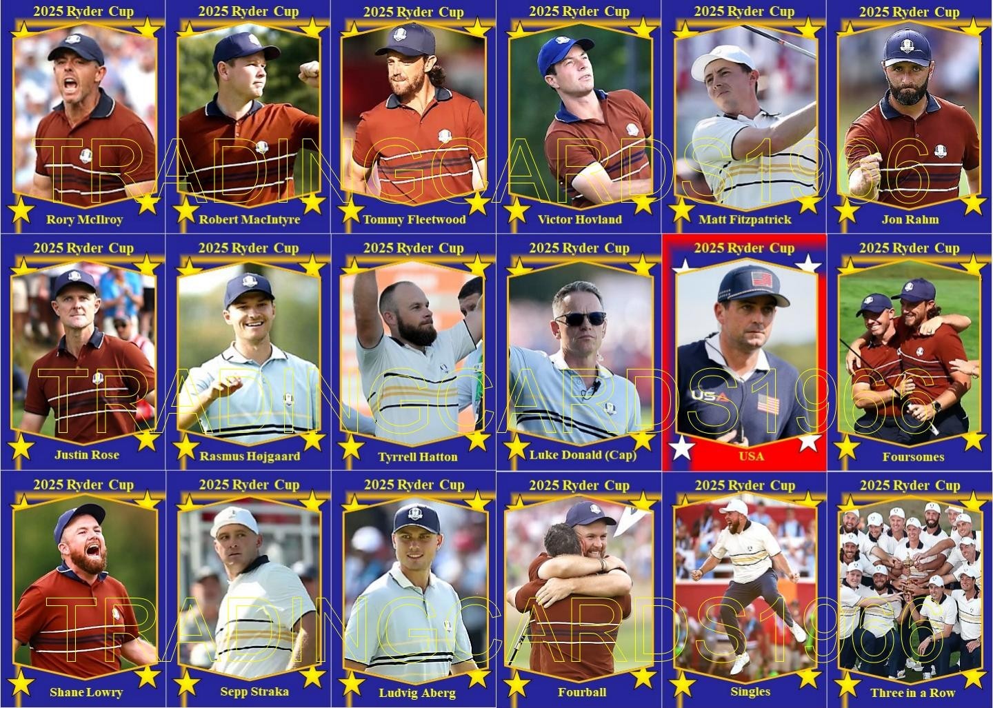 2025 Ryder Cup Golf Trading Cards - European victory Squad Bethpage ...