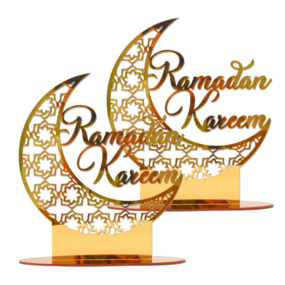 2pcs Eid Mubarak Desktop Ornament Eid Mubarak Decor Ramadan Mubarak ...