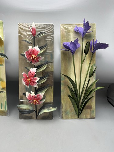 Decorative Metal Spring Flower Wall Plaques Set Of 3 Dimensional | eBay