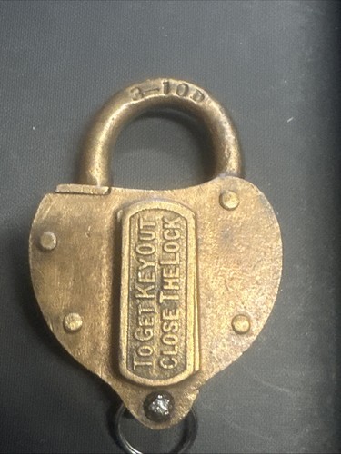 Louisville & Nashville L&N Railroad Lock Vintage Brass Heart Shaped ...