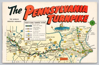 Large Letter, Pennsylvania Turnpike Map PA Postcard | eBay
