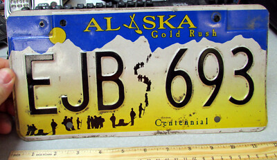 Alaska Gold Rush Centennial metal License Plate EJB 693 exp 2012 ...