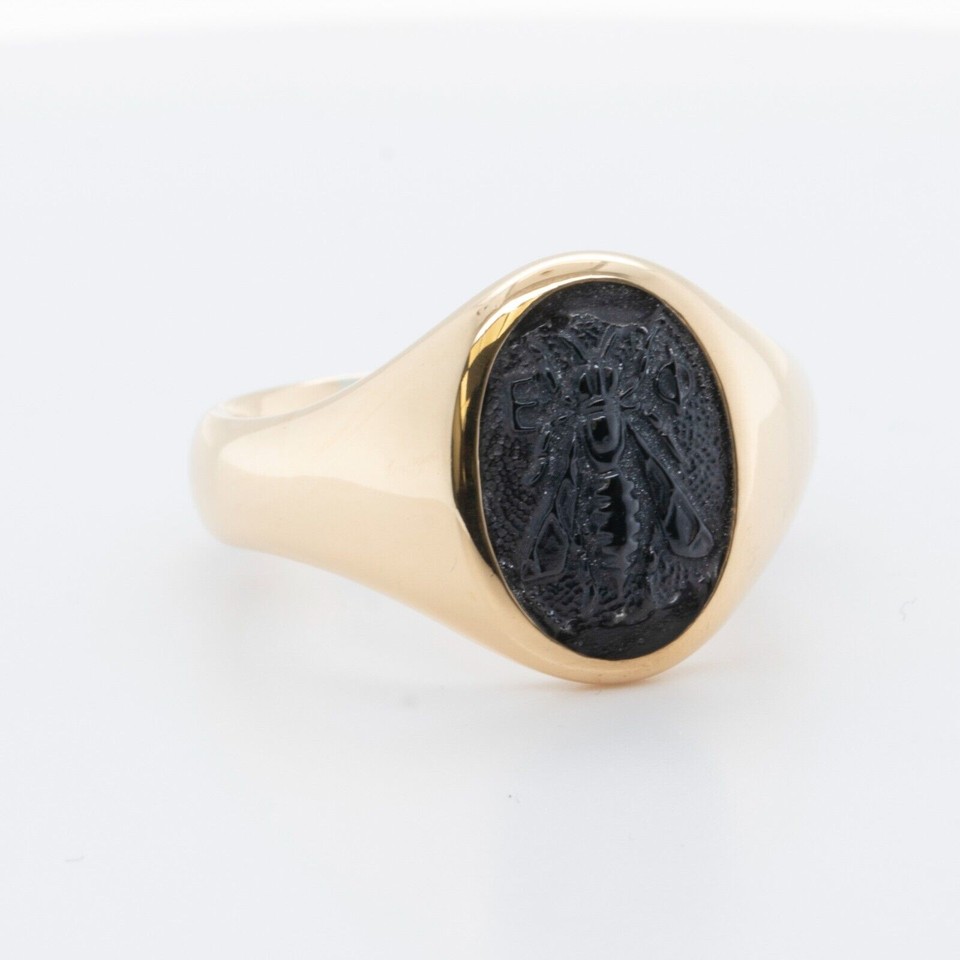 David Yurman Petrvs 750 18k Yellow Gold Bee Black Onyx Pinky Ring Size ...