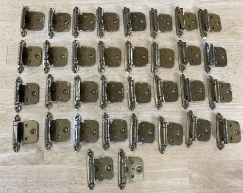 Brass Hinges Lot of 34 Self-Close Cabinet Vintage NO SCREWS AMEROCK ...