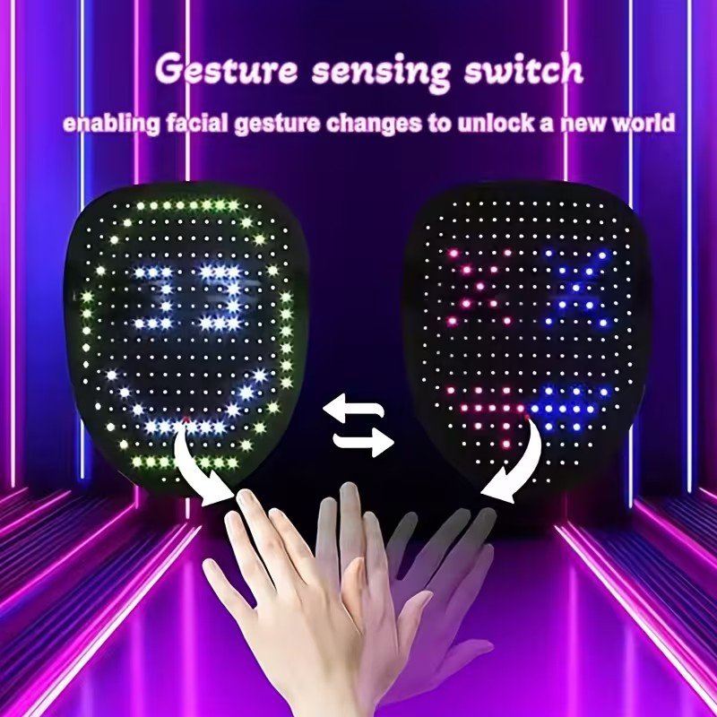 LED Light Up Mask RGB, Gesture-Sensing, Multi-Color Party & Festival ...