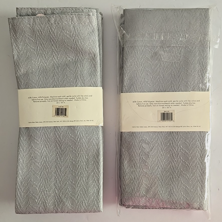 Calvin Klein Sula 8 Napkins Gray 20"x20" Cloth Table Linens New Open | eBay