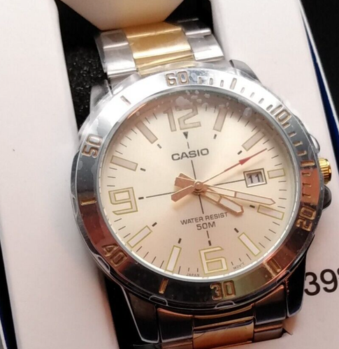 Casio Men's Stainless Steel Watch Gold Ion Band, 50m WR, Date ...