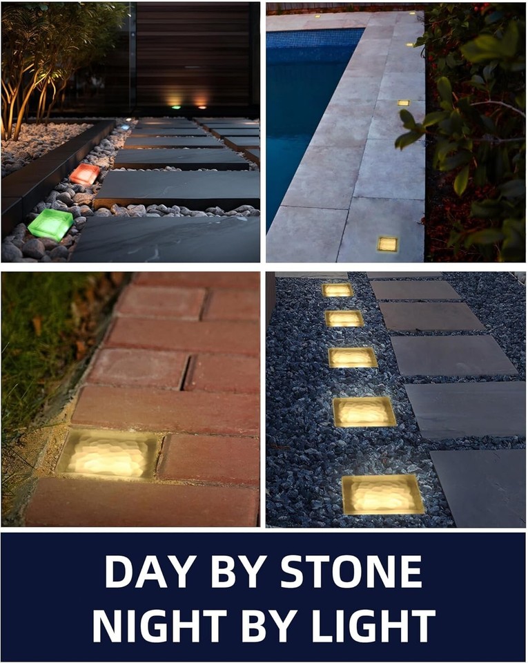 Paver Outdoor Lights, 4x4 Crystal-Look Glass Casing LED Brick, IP67 ...