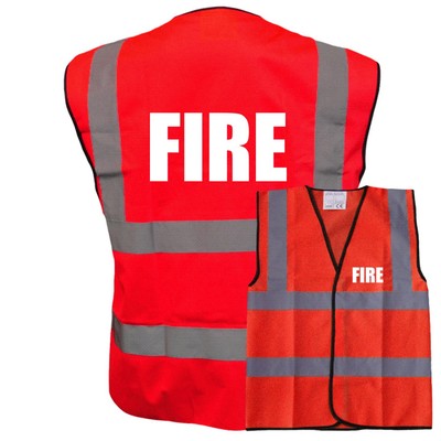 PRINTED FIRE HIGH VISIBILITY RED VESTS HI VIS VIZ SAFETY WAISTCOAT ...