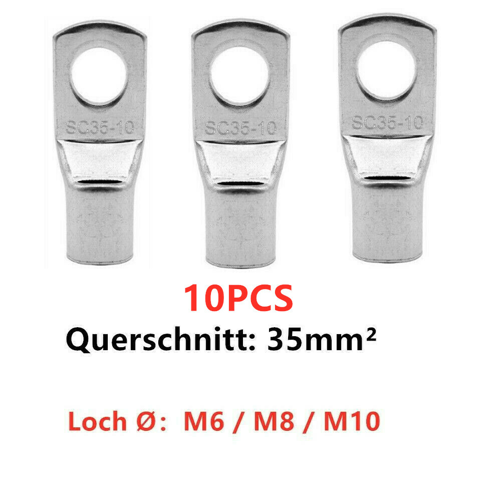 6-50mm² Tinned Copper Lug Ring Battery Terminals Wire Welding Cable ...