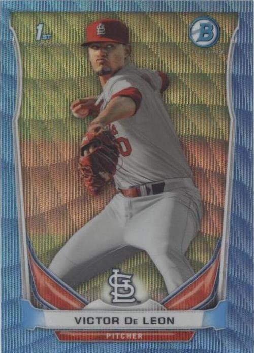 2014 Bowman - Prospects Chrome Victor De Leon #BCP101 Blue Wave ...