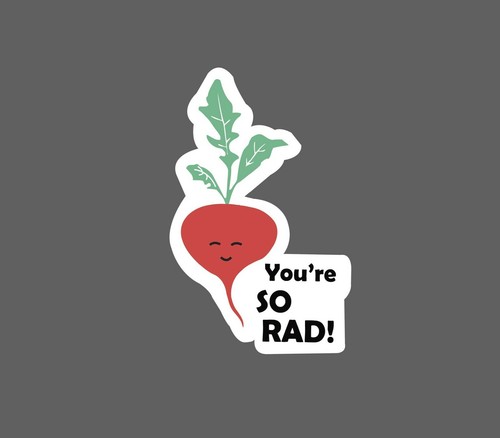 You're So Rad Sticker Radish Waterproof Quote Vegetable Root Gift NEW ...