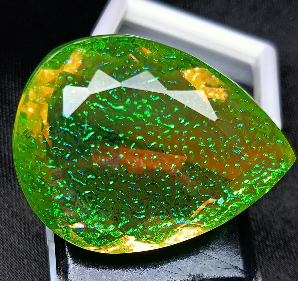 Natural Monarch Fire Opal Doublet Pear Cut Certified 87.55 Ct Loose ...