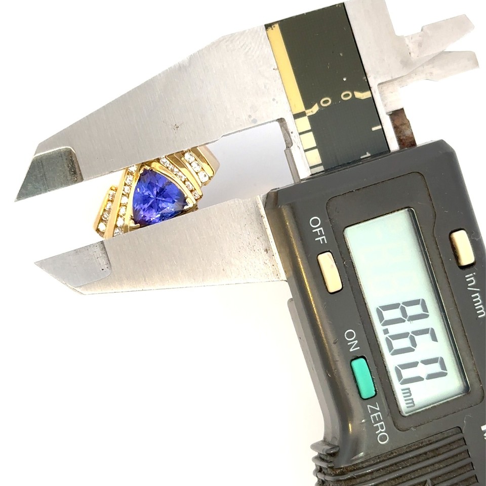 Le Vian 18K Yellow Gold Trillion Tanzanite and Diamond Ring Size 7.25 ...