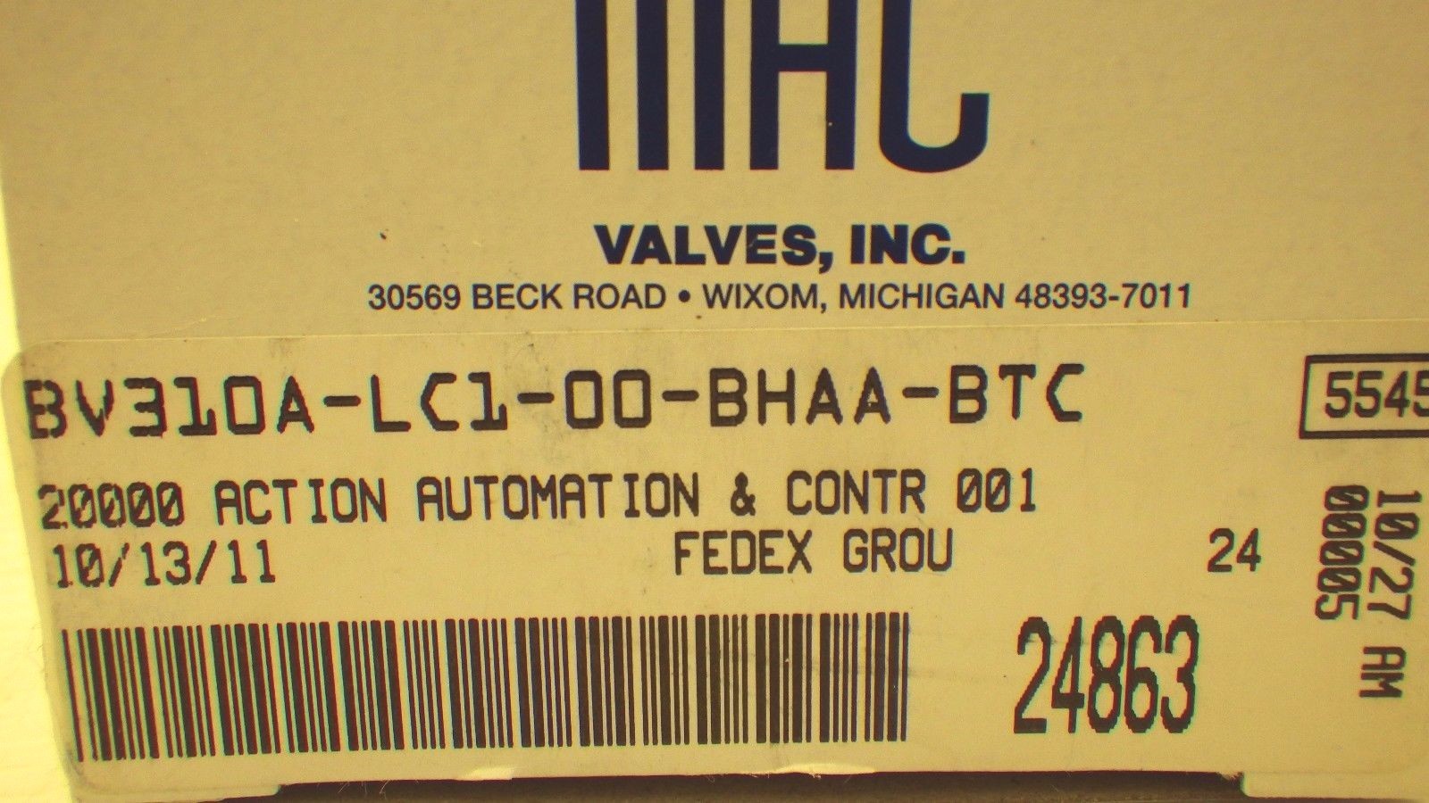 MAC BV310A-LC1-00-BHAA-BTC BULLET VALVE 24VDC 1.0W 120 PSI NIB | eBay
